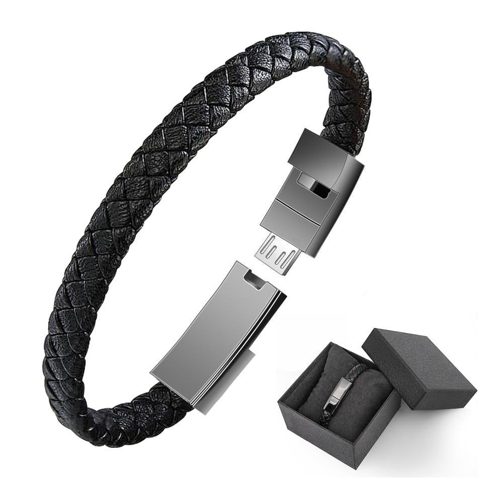 Leather Mini USB Bracelet Cable - Charge & Sync – Gadget Rockers